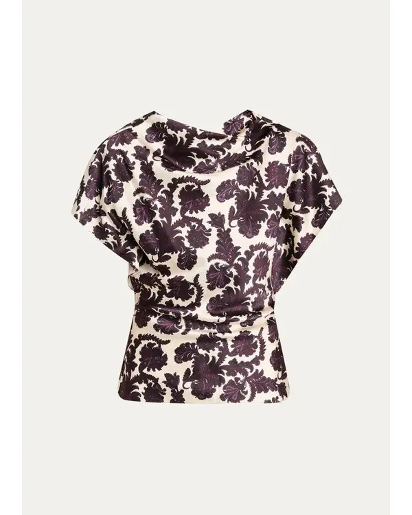 Veronica Beard Redgrave Damask Blouse - Ecru Multi