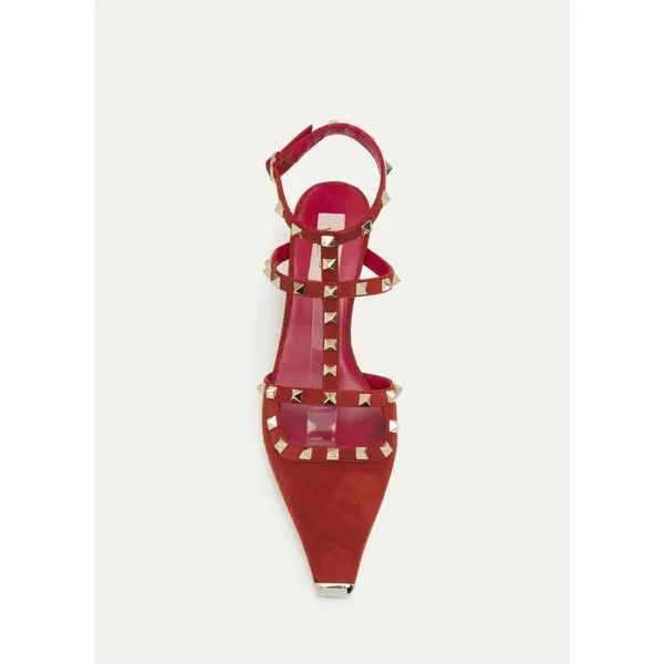 Valentino Garavani 40mm Rockstud Suede Pumps - Rust