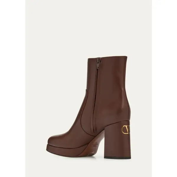 Valentino Garavani 90mm Fawcette Platform Leather Ankle Boots - Brown