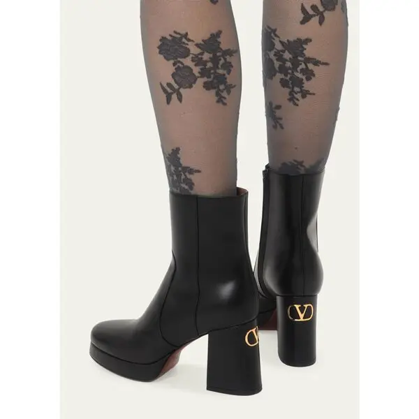 Valentino Garavani 90mm Fawcette Platform Leather Ankle Boots - Brown