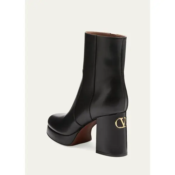 Valentino Garavani 90mm Fawcette Platform Leather Ankle Boots - Brown
