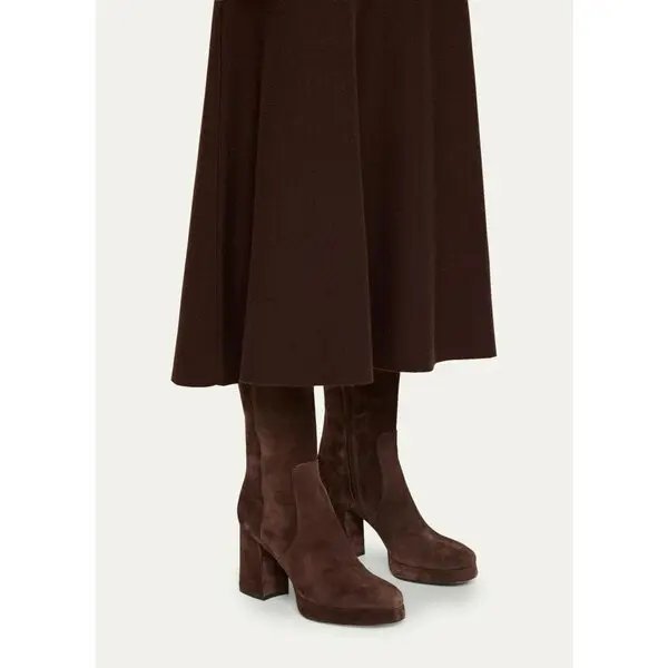 Valentino Garavani 90mm Fawcette Platform Suede Knee-high Boots