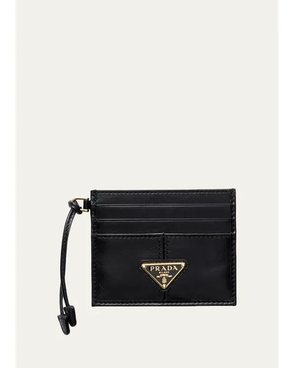 Prada Soft Lux Leather Card Holder - Nero