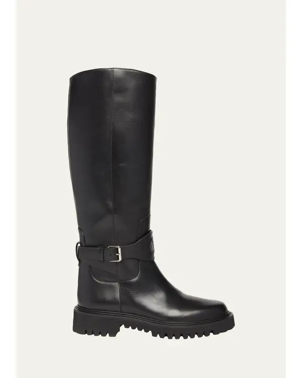 Valentino Garavani 40mm Vlogo Signature Leather Riding Boots