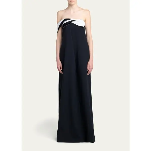 TOM FORD Bicolor Twisted Off-the-shoulder Satin Gown