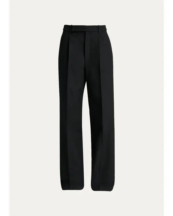 Saint Laurent Wool Grain De Poudre Straight-leg Trousers