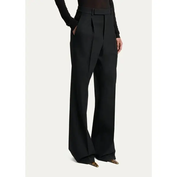 Saint Laurent Wool Grain De Poudre Straight-leg Trousers