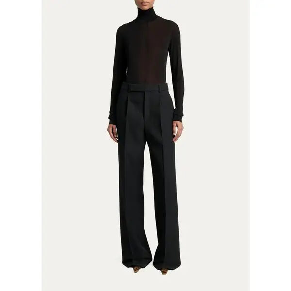 Saint Laurent Wool Grain De Poudre Straight-leg Trousers