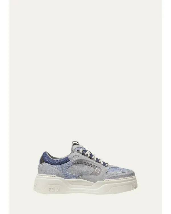 Fendi Force Denim Chunky Low-top Sneakers