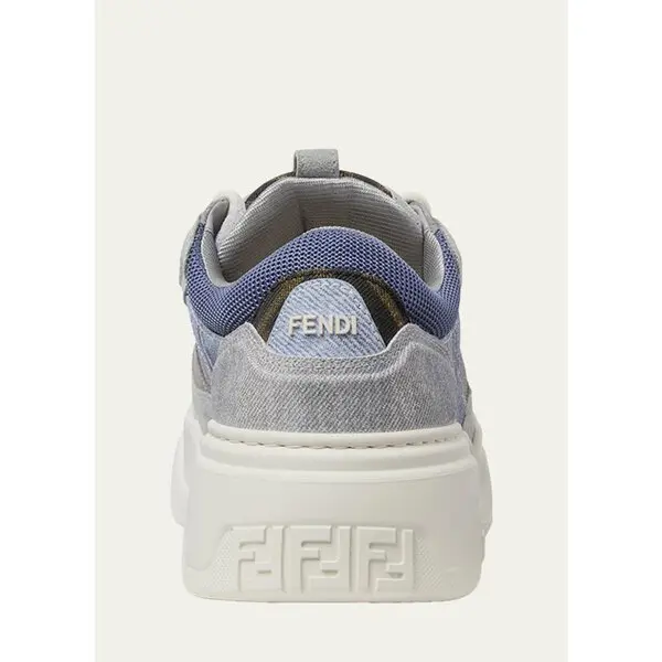 Fendi Force Denim Chunky Low-top Sneakers