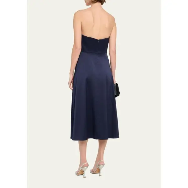 Aidan Mattox Strapless Bow-front Stretch Mikado Midi Dress