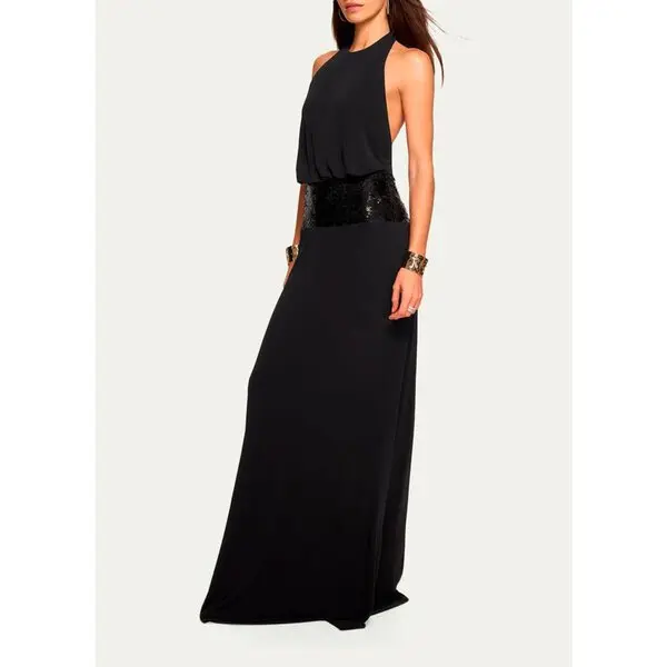 Ramy Brook Theresa Sequined Halter Gown