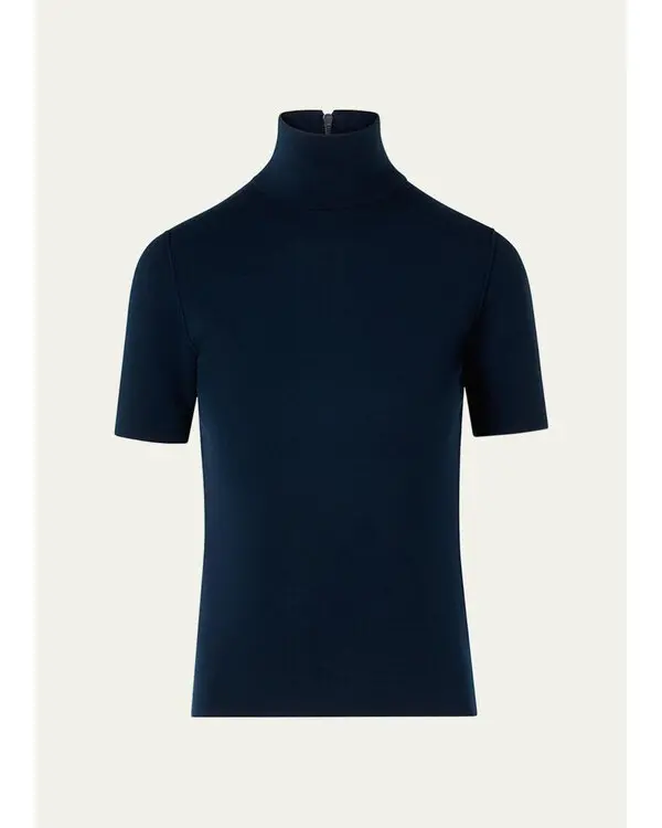 Akris Mock Turtleneck Stretch Wool Top