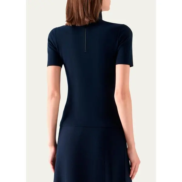 Akris Mock Turtleneck Stretch Wool Top