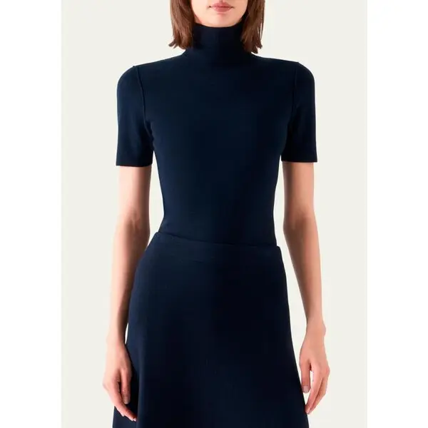 Akris Mock Turtleneck Stretch Wool Top