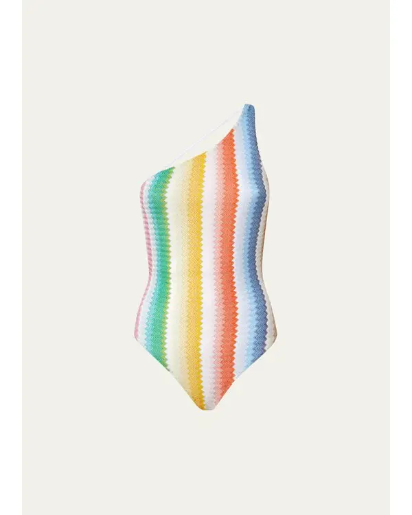 Missoni Striped Zig Zag Asymmetric One-piece Swimsuit