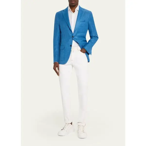 Kiton Linen, Cashmere And Silk Herringbone Sport Coat