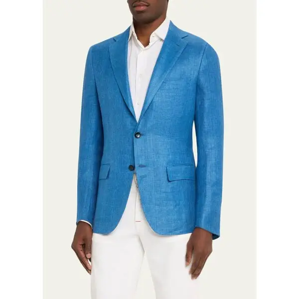 Kiton Linen, Cashmere And Silk Herringbone Sport Coat