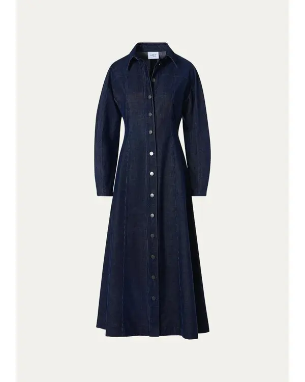 Akris Changent Micro Corduroy Midi Dress - Navy