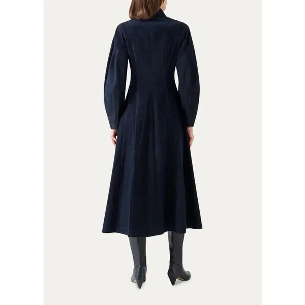 Akris Changent Micro Corduroy Midi Dress - Navy