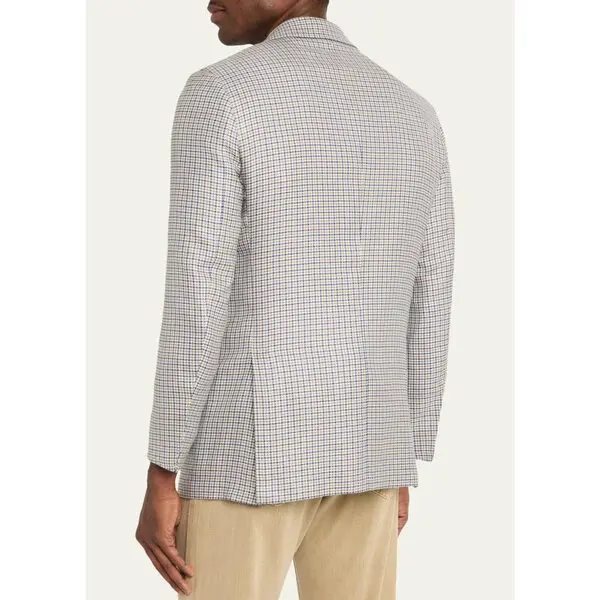Kiton Cashmere, Silk And Linen Houndstooth Check Sport Coat