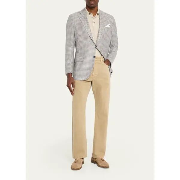Kiton Cashmere, Silk And Linen Houndstooth Check Sport Coat