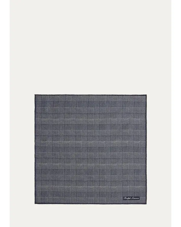 Ralph Lauren Purple Label Plaid Cashmere-silk Pocket Square