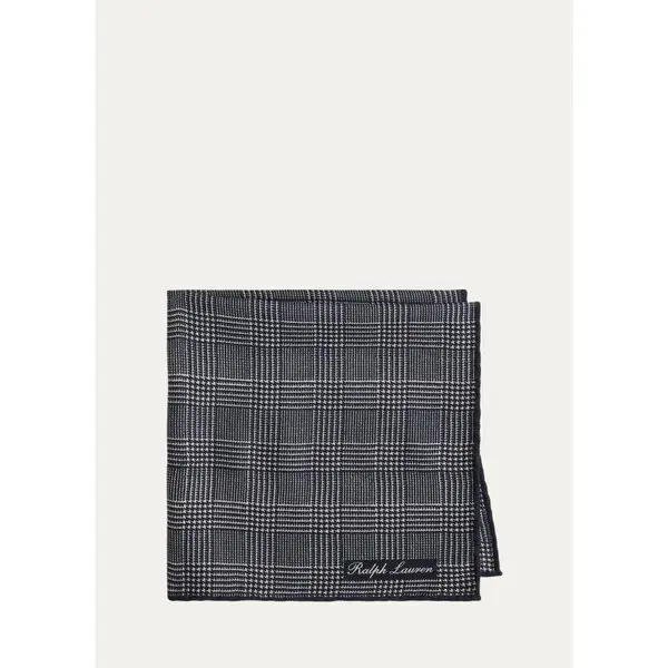 Ralph Lauren Purple Label Plaid Cashmere-silk Pocket Square