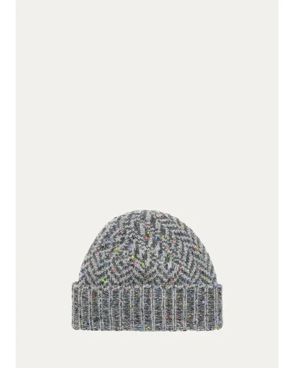 Gabriela Hearst Porta Zigzag Cashmere Beanie - Grey Multi