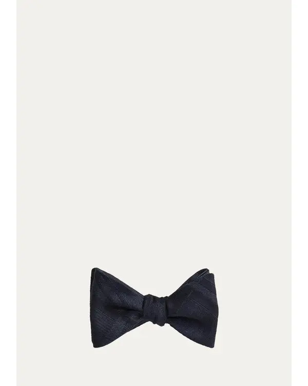 Ralph Lauren Purple Label Plaid Silk-cashmere Bow Tie