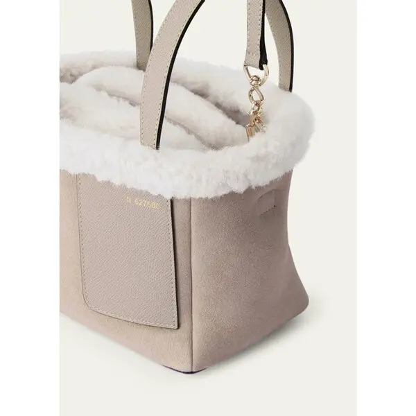 VALEXTRA Mini Suede & Shearling Bucket Bag