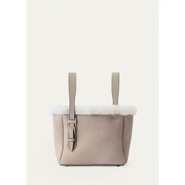 VALEXTRA Mini Suede & Shearling Bucket Bag