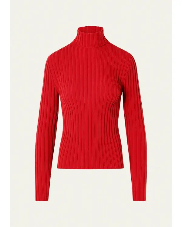 Akris Wool Knit Turtleneck Sweater - Rusty Red