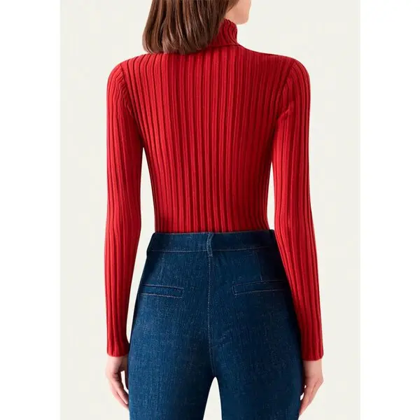 Akris Wool Knit Turtleneck Sweater - Rusty Red