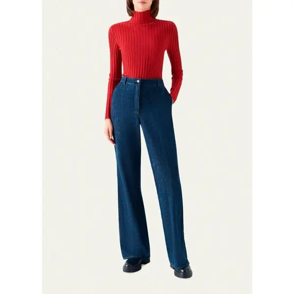 Akris Wool Knit Turtleneck Sweater - Rusty Red