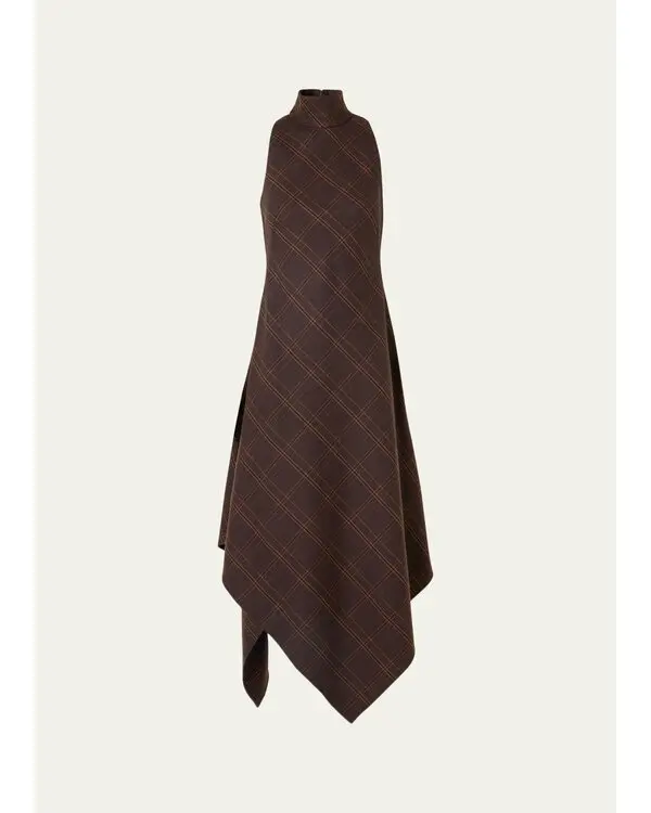 Akris Blanket Check Wool-blend Flannel Midi Dress