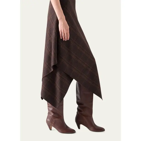 Akris Blanket Check Wool-blend Flannel Midi Dress