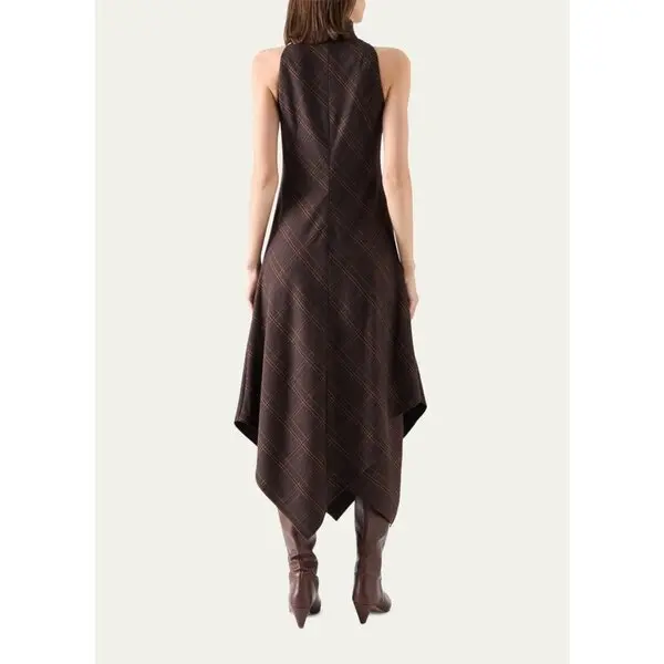 Akris Blanket Check Wool-blend Flannel Midi Dress