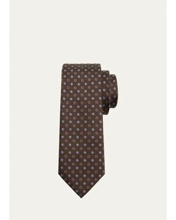Giorgio Armani Filled Polka Dot Silk Tie - Blue
