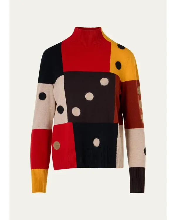 Akris Dice Intarsia Colorblock Wool-cashmere Sweater