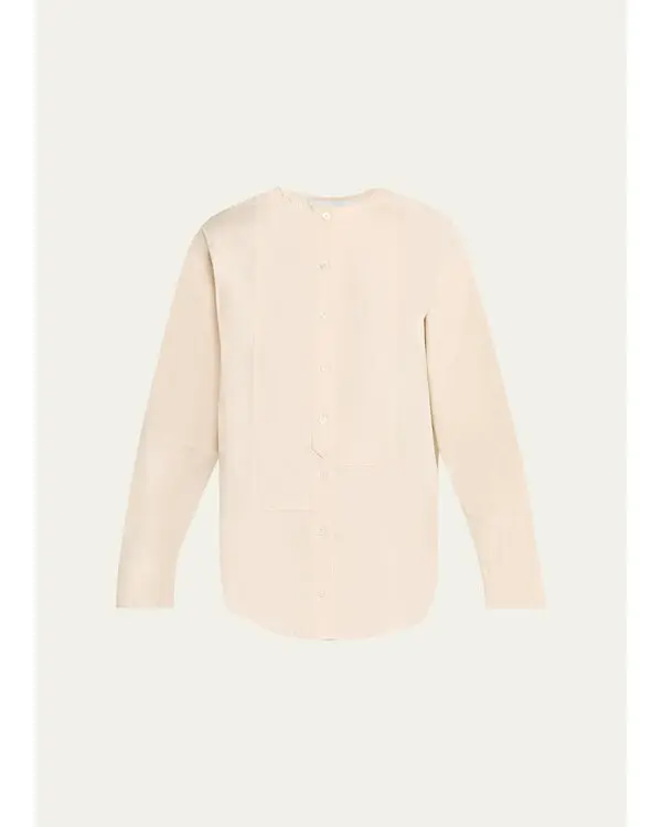 3.1 Phillip Lim Collarless Cotton Poplin Shirt