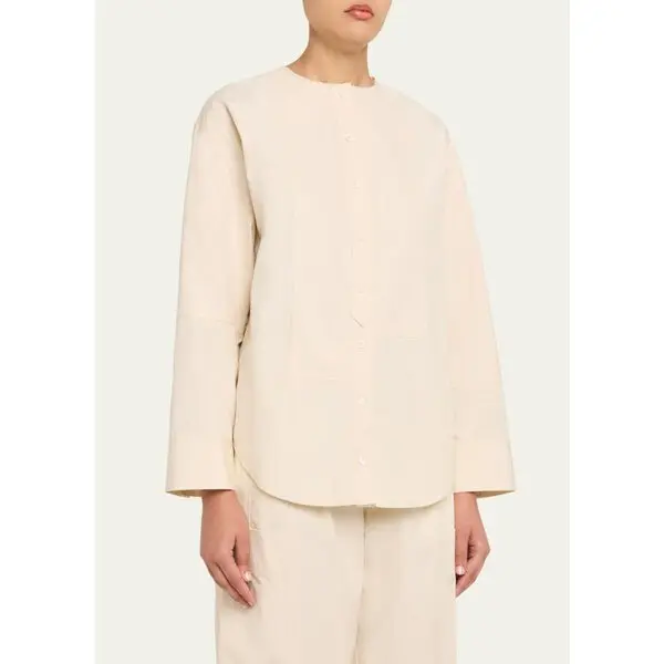 3.1 Phillip Lim Collarless Cotton Poplin Shirt