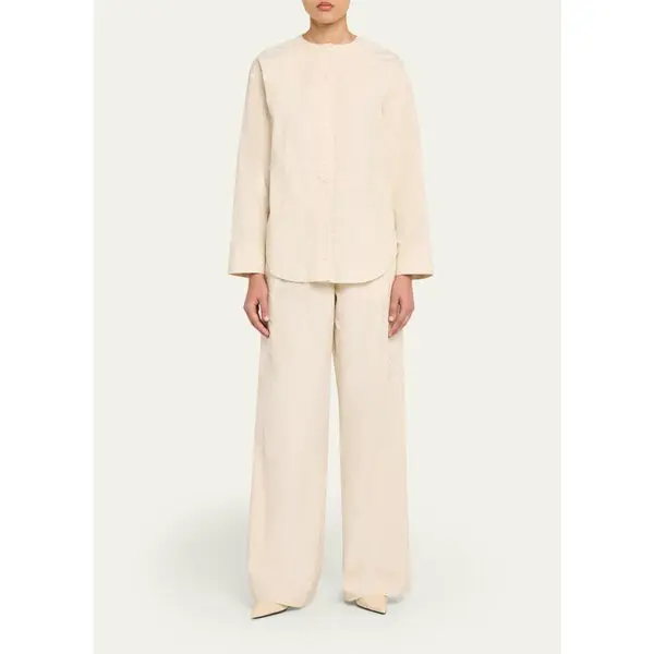 3.1 Phillip Lim Collarless Cotton Poplin Shirt