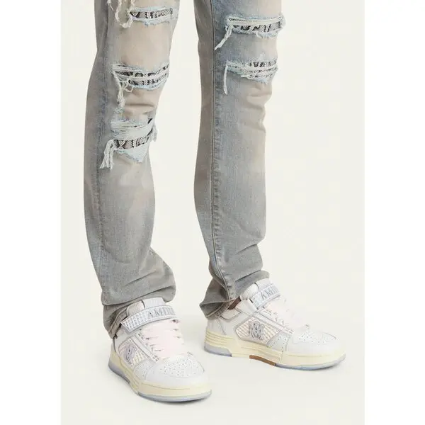Amiri Ma Skyline Mesh And Leather Low-top Sneakers - White