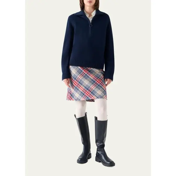 Akris Chunky Yak Knit Half-zip Pullover - Navy