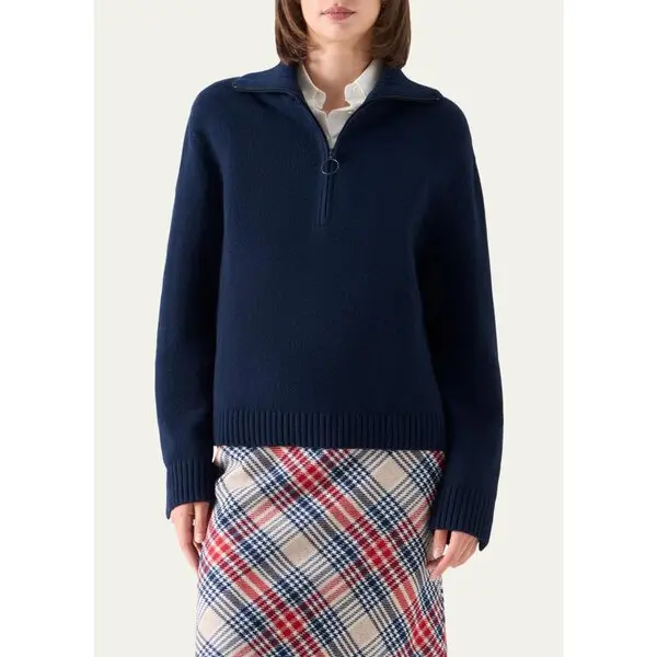 Akris Chunky Yak Knit Half-zip Pullover - Navy