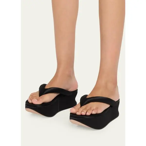 Balenciaga 90mm Gaeta Satin Platform Thong Sandals