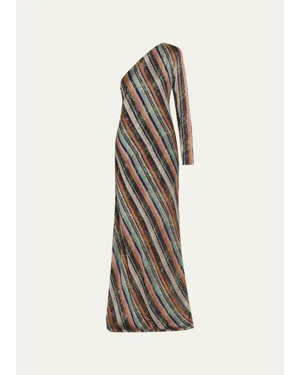 Missoni Sequined Long One-shoulder Dress