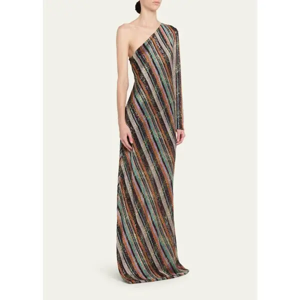 Missoni Sequined Long One-shoulder Dress