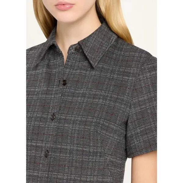 Theory Easy A-line Glen Plaid Mini Dress